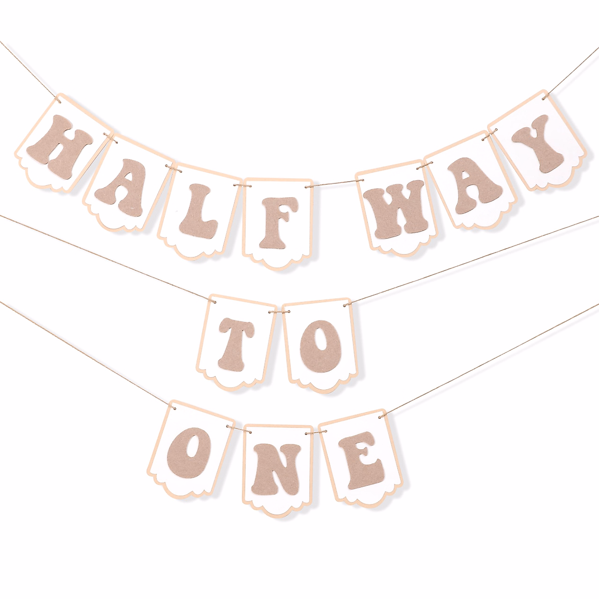 Half Way To One Banner for Baby - Baby 1/2 Birthday Party Decorations,Half Birthday Banner For Boys Girls,Neutral Rustic Baby Shower Party Decor,Six Months Baby Happy Birthday Banner Photo Props (HALF