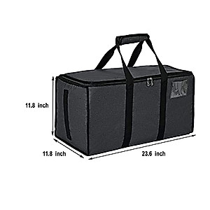 CACTIYE Storage Tote with Zippers & Carrying Handles, Heavy-Duty Oxford Fabric Moving Bags for Space Saving Moving Storage (Gray, 1 pack-large)