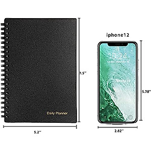 Undated Daily Planner, To Do List Notebook, Hourly Planner, Time Management Manual and Planner, Personal Organizers, 5.2"x7.5", 75 Sheets/150 Pages