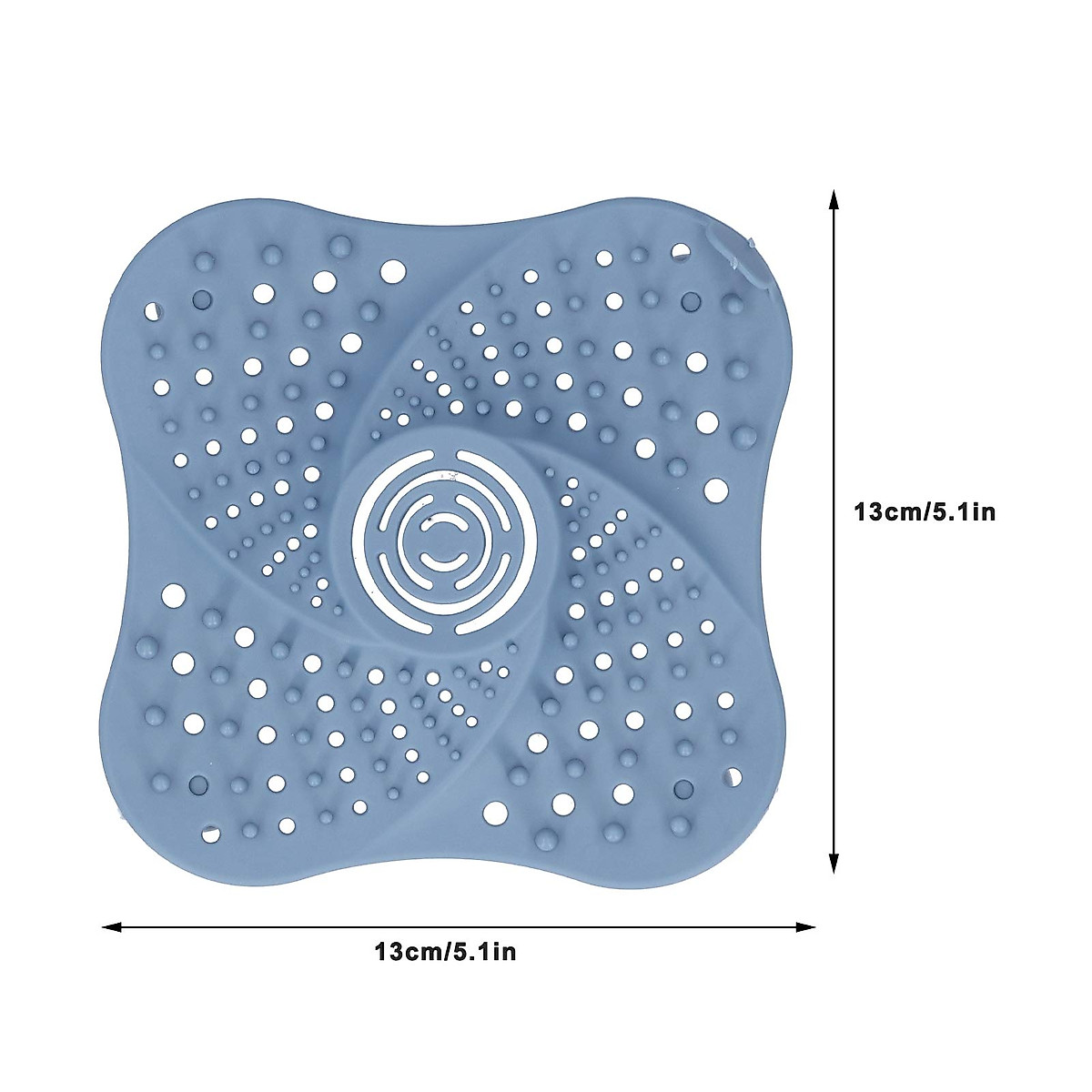 Shower Drain Hair Catcher, Durable Blue Square Hair Stopper Drain Cover, Drain Hair Catcher with Suction Cup for Bathroom Bathtub and Kitchen Easy to Install and Clean