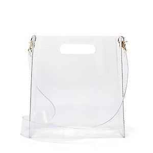 Tiwougel 11" Women Clear Crossbody Purse Bag,Transparent &Waterproof Plastic PVC Shoulder Handbag-Medium Vertical