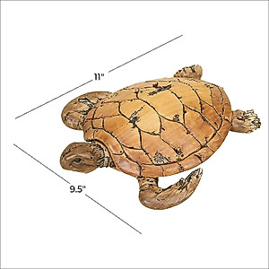 Driftwood Sea Turtle Statue Rustic Wood Look Garden Turtle Coastal Home Decor