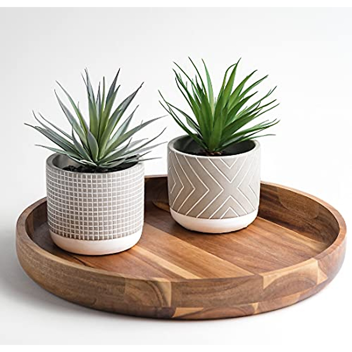 Kurrajong Farmhouse Round Wooden Serving Tray | Ottoman Tray 15.7" | Round Coffee Table Tray | Decorator Tray | Serving Tray Round | Round Wooden Tray | Round Wood Tray | Round Tray