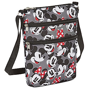Disney Crossbody Bag Mickey & Minnie Mouse Travel Passport (Mickey Minnie Grey)