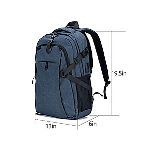 Widfre Basketball Backpack with USB Charging Port, Durable Men's Laptop Backpack for Outdoor with Ball Compartment (Navy)