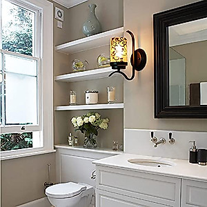 Voguad Electroplated Floral Pattern Replacement Glass Lamp Shade 2 Pack, Frosted Glass Light Cover for Light Fixture,Glass Shade for Wall Sconce,Kitchen Pendant Light,Bedside Lamp,1 5/8 Inch Fitter