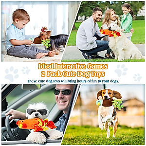 Leyndo 2 Pack Squeaky Plush Dog Toy Duck Chicken Dog Toy Teething Toys for Dog Puppies Interactive Stuffed Chew Toys Stuffed Animal Chew Toys for Small Medium Dogs Halloween Christmas Present