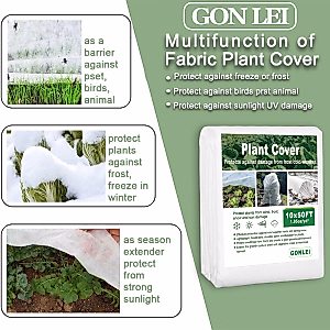GonLei 2Pack 10X25 FT+1Pack 10X50FT Plant Covers Freeze Protection