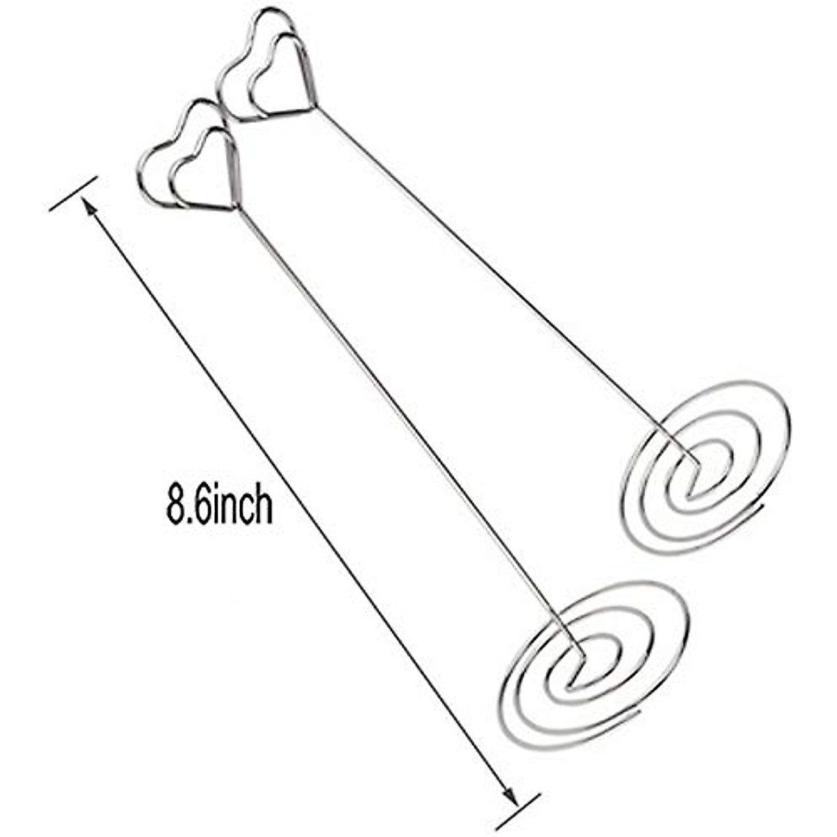 Jofefe 10pcs 8.6" Tall Place Card Holders Table Number Stand Table Card Holders Table Picture Holder Wire Photo Holder with Heart Shape Menu Memo Clips for Wedding Favors, Silver