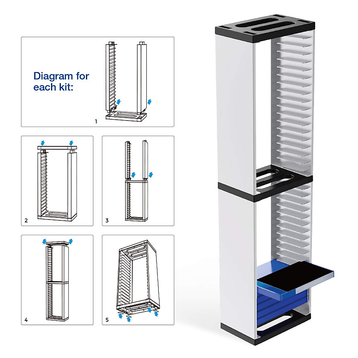CD Storage Tower High Quality ABS Material Easy To Use Durable Storage Rack Only Disk Storage Shelf for Switch PS4