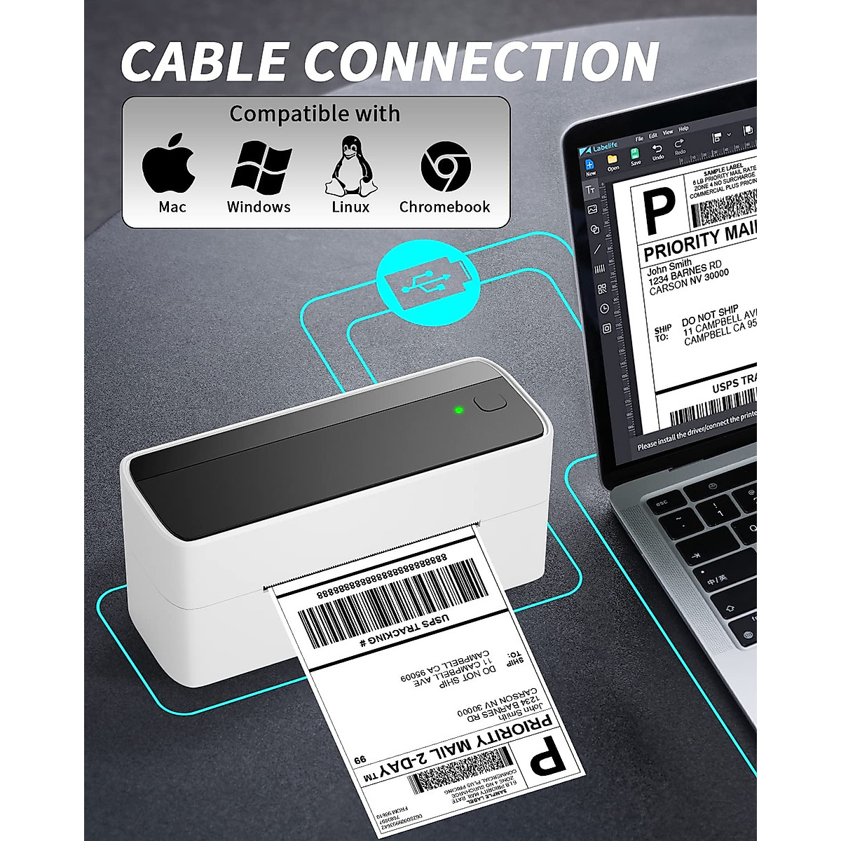 Phomemo Shipping Label Printer 4x6 High Speed Thermal Label Printer, Commercial Direct Barcode Printer, Support Windows & MAC System, Compatible with Amazon Ebay Etsy Shopify UPS USPS FedEx etc