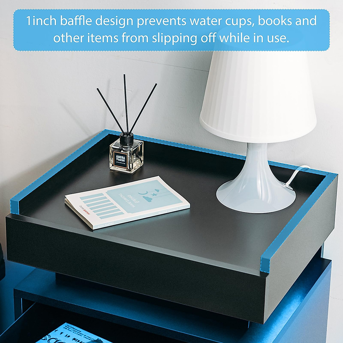 HOMMPA 06 WB-BL Nightstand, 1 Pcs, Black W/Side