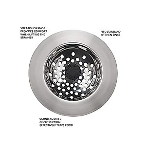 KitchenAid Stainless Steel Sink Strainer, one size, Black