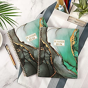 Planner 2023-2024 - Jul.2023 - Jun.2024, 2023-2024 Planner, Academic Planner 2023-2024, 2023-2024 Planner Weekly & Monthly with Tabs, 8" x 10", Flexible Cover, Thick Paper, Twin-Wire Binding, Perfect Daily Organizer - Black-Green Gilding