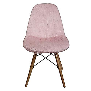 GIA Contemporary Armless Wood Legs and Removable Faux Fur Chair Cover, Champagne Pink