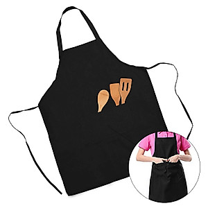 5 Pack Bib Apron - GOSIAID Unisex Black Aprons with 2 Pockets, Machine Washable Aprons for Men and Women, Kitchen Cooking BBQ Aprons Bulk