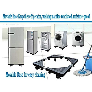 Movable Base Size Adjustable Washing Machine Base for Dryer Refrigerator Telescopic Furniture Dolly Roller with Swivel Locking Casters (4 Wheels) 16-22"