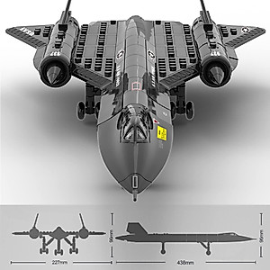 Military Airplane Sr71 Blackbird Reconnaissance Jet Fighter Building Block Set Beautifully Packaged, Suitable for 6-10 Years Old Children and Adults as Gifts (189 Pieces) Compatible with Lego