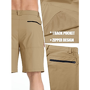 TACVASEN Mens Hiking Cargo Shorts Dress Casual Ligtweight Quick Dry Water Resistat Breathable Fishing Camping Shorts Khaki, 30
