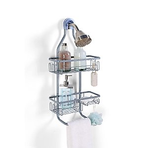 SunnyPoint Sturdy Tubing Structure Bathroom Hanging Shower Head Caddy Organizer (Standard, Grey)