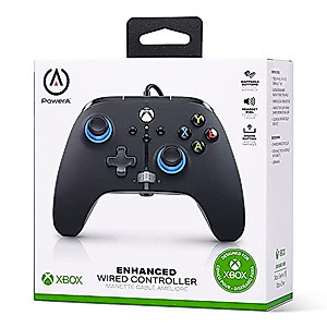 PowerA Enhanced Wired Controller for Xbox Series X|S - Blue Hint, gamepad, wired video game controller, gaming controller, Xbox Series X|S, Officially Licensed for Xbox