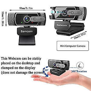 Webcam with Microphone for Desktop,1080P HD USB Webcam Live Streaming Laptop PC Computer Web Camera for Video Calling Conferencing Recording Gaming, 3D Noise Reduction