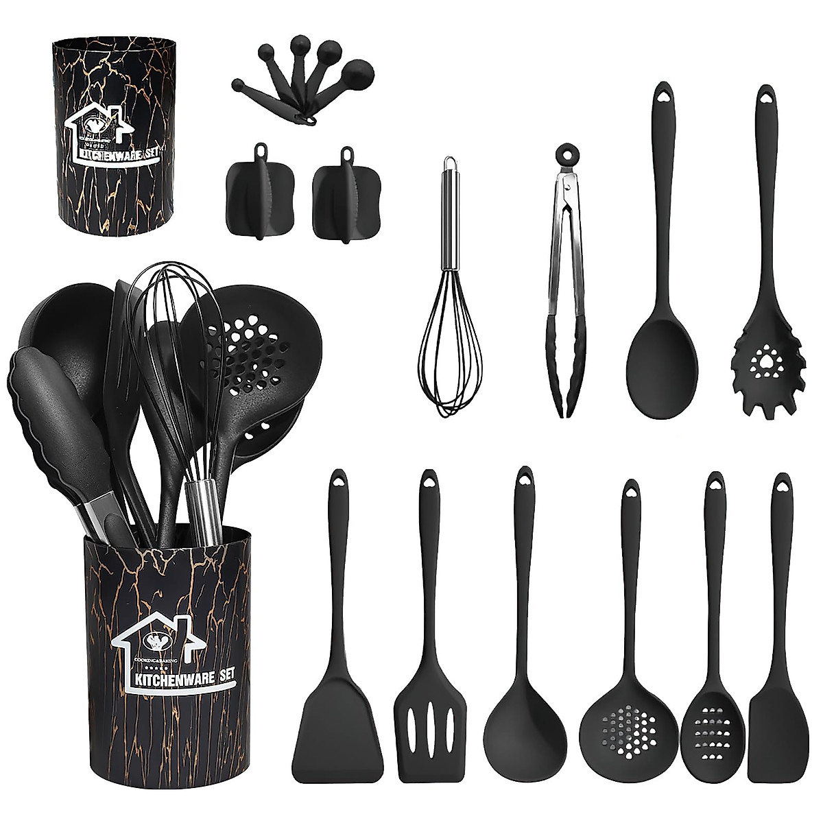 Kitchen Utensils Set, 18PCS Silicone Cooking Utensils Set, Kitchen Gadgets Tools Set for Nonstick Cookware Dishwasher Safe Heat Resistant Apartment Home & Kitchen Must Haves
