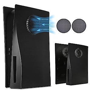 Faceplate for PS5 with Cooling Vents and Dust Filter DOBEWINGDELOU Face Plate Console Cover Replacement Side Plate Shell for PS5 Disc Edition Dustproof Accessories ABS Case Black