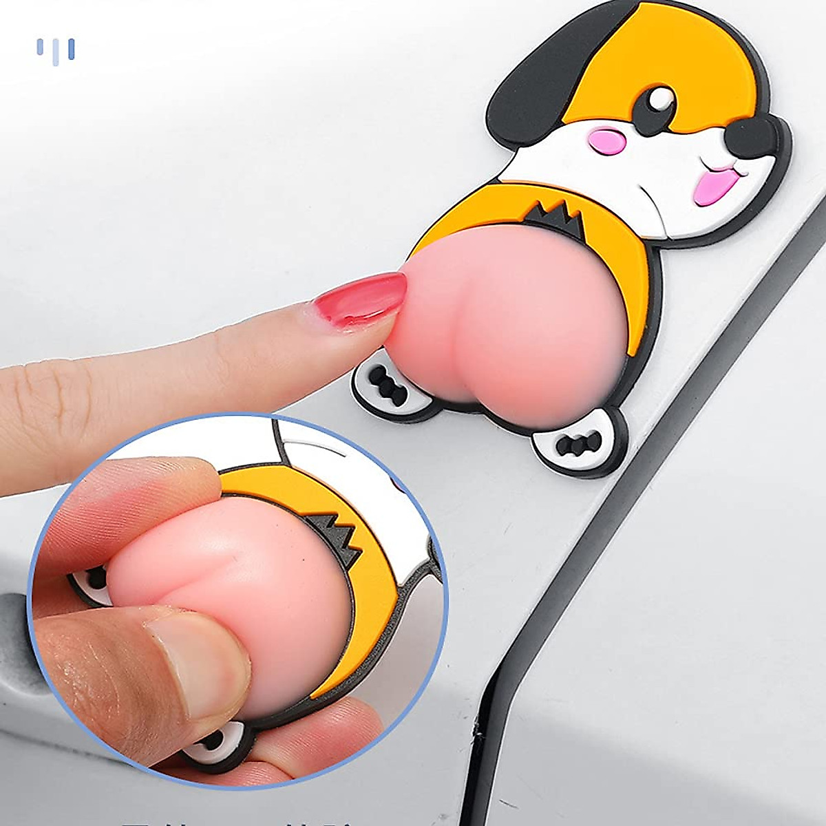 HALUOGUAI 1 Pair 3D Cartoon Animal Butt Shaped Flexible Silicone Fridge Door Stops,Self Adhesive Decorative Wall Protector,Pink Peach Shaped Waterproof Toilet Lid Bumper Pad (Pig)