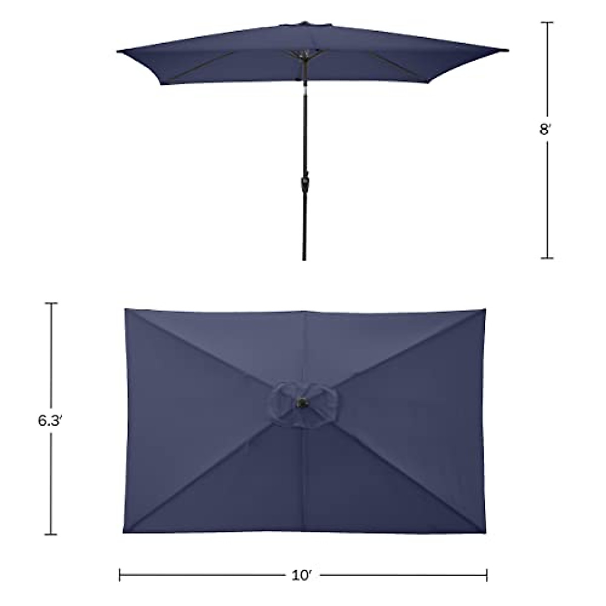 Pure Garden 50-LG1276 Rectangular Patio Umbrella Color, Navy Blue
