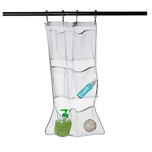 ccHuDE Hanging Mesh Pockets Shower Storage Bags Bathroom Hanger Pouch Shampoo Holder Bags Travel Hanging Toiletry Bag Bath Organizer Pouch with 4 Pcs Metal Buckles