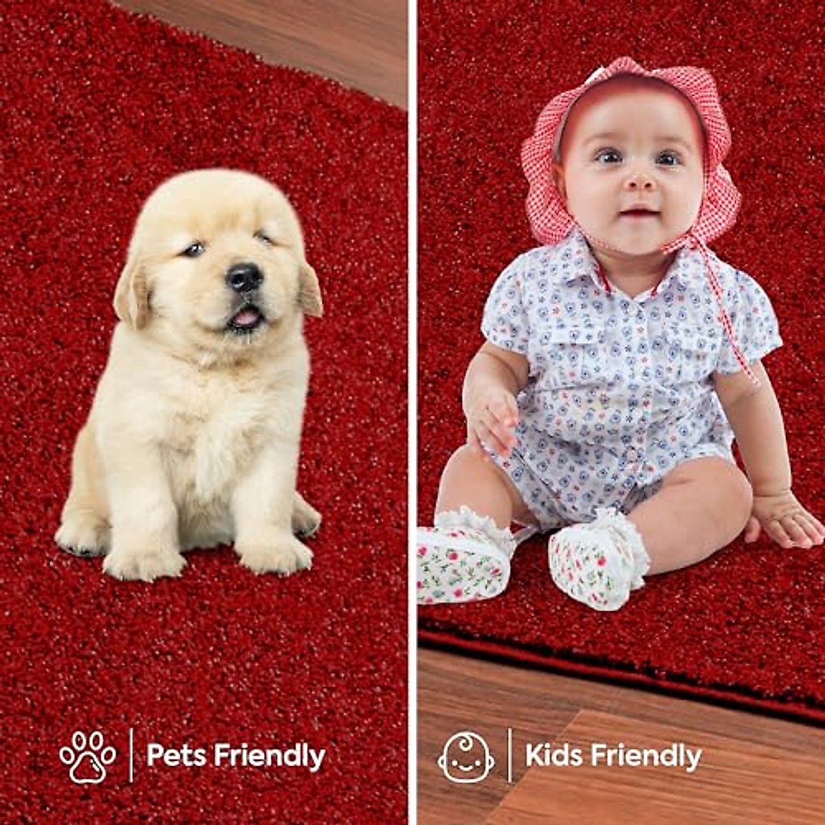 Bright House Solid Color Custom Size Runner Area Rugs Red - 2' x 3' Rectangle, Indoor, Stain Resistant, Perfect for Living Room, Bedroom, Dining Room, Entryway, Pet & Kids Friendly Rug, Wedding