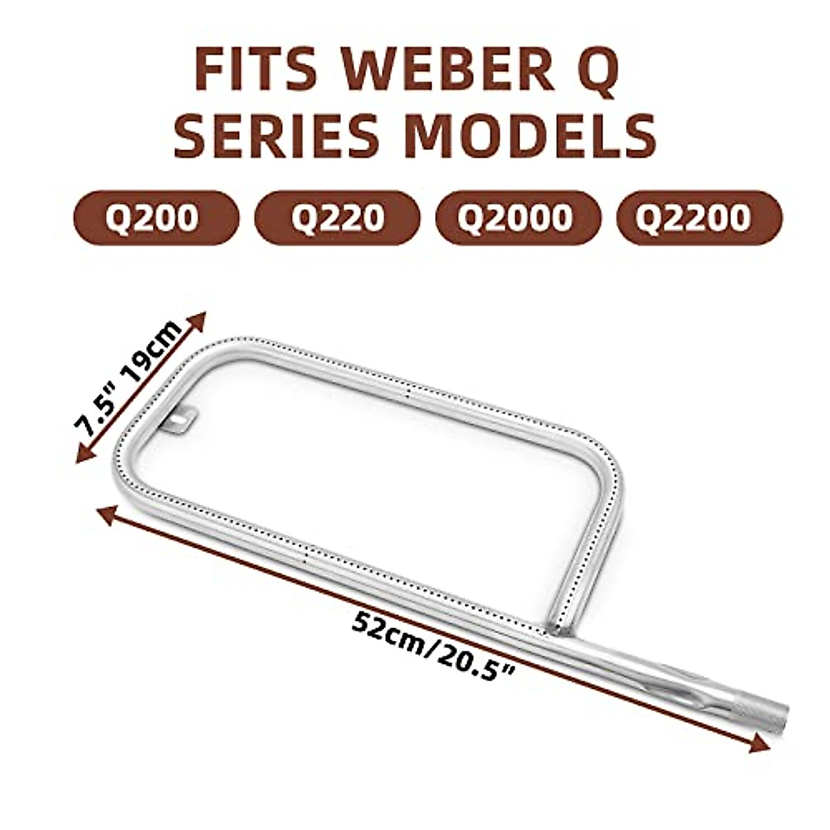 QuliMetal 7645 Grates, 41862 Grill Burner and 7112 Grill Cover for Weber Q200, Q220, Q240, Q2000, Q2200, Q2400 Series Gas Grills