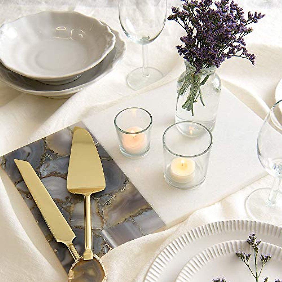 Best Home Fashion Agate Cake Serving Set - AGATE - 2.25” W x 10.0” L