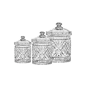 Godinger Canister Set, Crystal Canisters Food Storage Jars - Dublin Collection, Set of 3