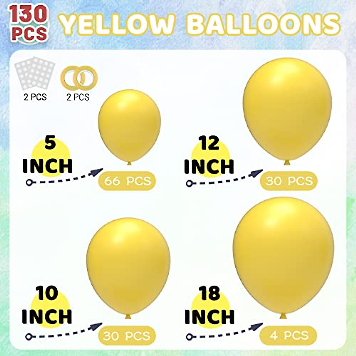 Sharlity 130PCS Yellow Balloon Garland Arch Kit Yellow Balloons Different Sizes 18 12 10 5 Inch for Birthday Baby Shower Carnival Anniversary Sunflower Party Decorations