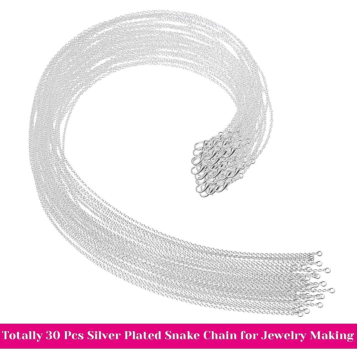 selizo 30 Pack Chain Necklace Bulk Jewelry Making Chains Silver Plated Necklace Chains for Necklace Jewelry Making, 1.2 mm (20 Inches)