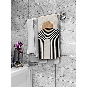 DIBOR Boho Sun Line Rainbow Kitchen Towels Dish Towels Dishcloth,Boho Nature Landscape Decorative Absorbent Drying Cloth Hand Towels Tea For Bathroom Kitchen,Boho Lovers Girls Gifts(Set Of 2) (orange)