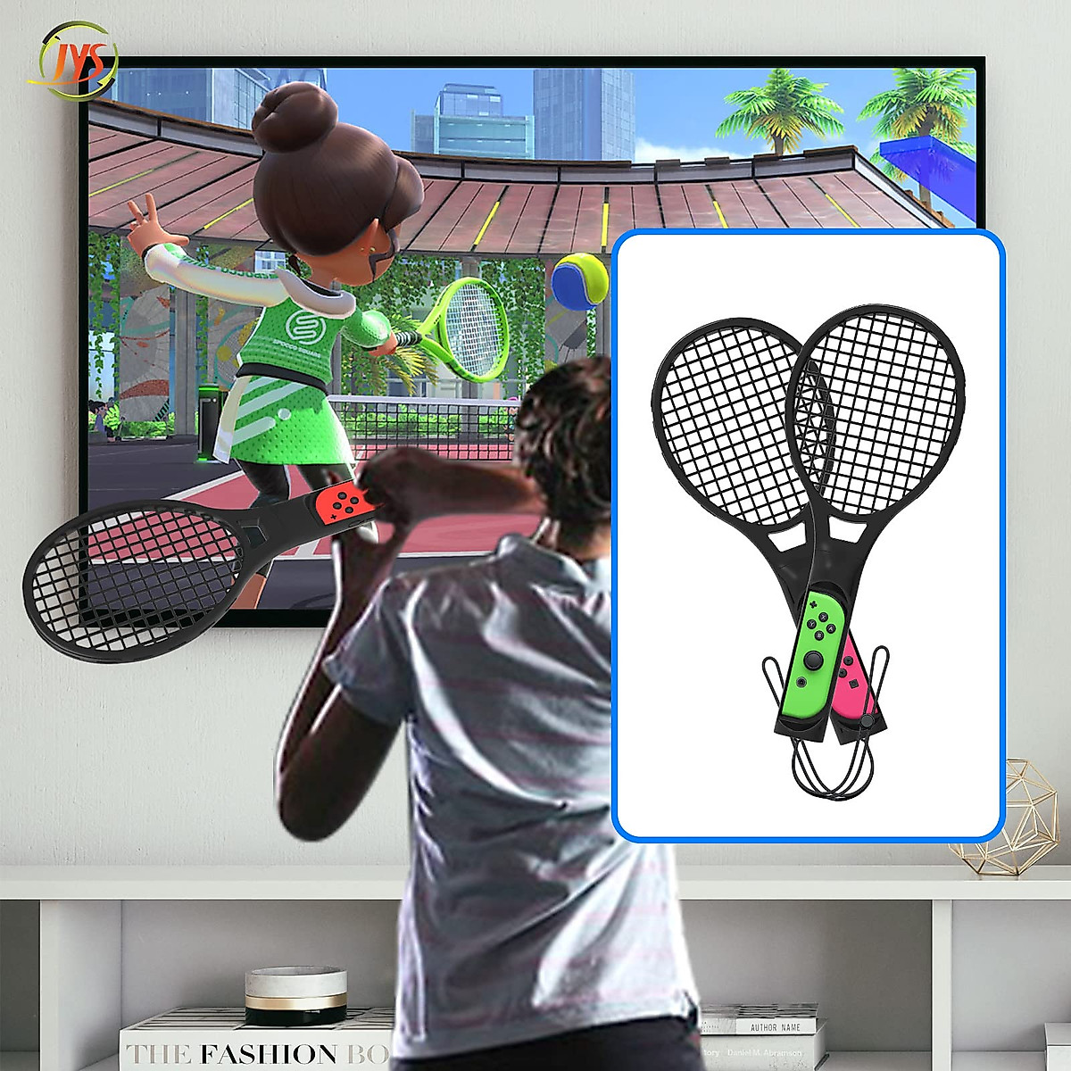 Switch Sports Game Accessories Bundle 9 in 1 Family Accessory Kits with Soccer Leg Straps Wrist Straps for Joy-con, Tennis Rackets, Golf Culbs, Sword for Nintendo Switch / OLED Sport Games