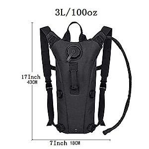 AIMILL Tactical Molle Hydration Pack Bag Water Camel Backpack Reservoir Carrier Daypack,Tactical Hydration Backpack Molle 3L With Bladder For Men, BPA Free For Camping Climbing(Black#2,3l)