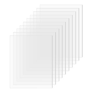 SimbaLux Acrylic Sheet Clear Plexiglass 8” x 10” 0.04” Thick (1mm) Pack of 10 Transparent Plastic Plexi Glass Board with Protective Paper for Photo Frame Replacement, DIY Display Projects, Craft