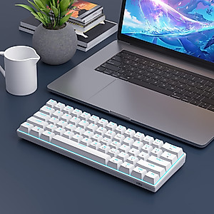 CMUNBBB 60 Percent Mechanical Gaming Keyboard, White Gaming Keyboard with Red