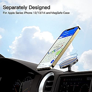 pzoz Magnetic Car Mount Compatible with iPhone 14 /13 /12 & MagSafe Case, 360° Adjustable Magnet Cell Phone Mount Holder for Dashboard Compatible with Mag Safe iPhone 14 /13 /12, Mini, Pro, Pro Max
