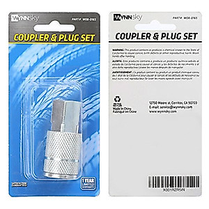 WYNNsky Automotive Air Coupler Set, 3/8 Inch Flow Size, 3/8 Inch FNPT Threads Size, Steel Air Compressor Accessories Fittings