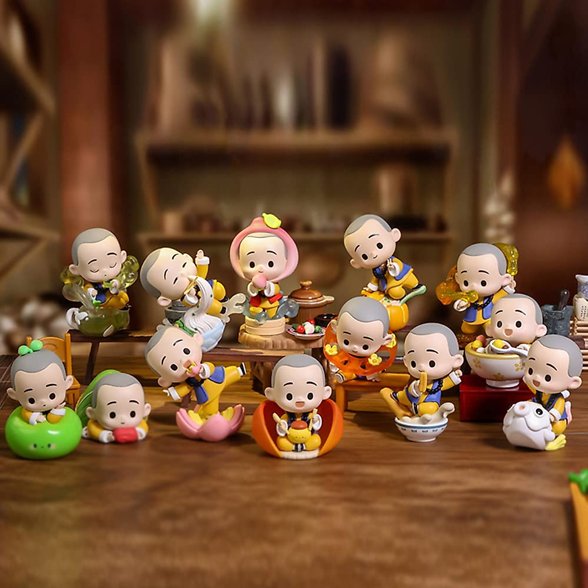 POP MART The Little Monk Yichan Chinese Delicacy Series 3PC Exclusive Action Figure Box Toy Bulk Box Popular Collectible Art Toy Cute Figure Creative Gift, for Christmas Birthday Party Holiday