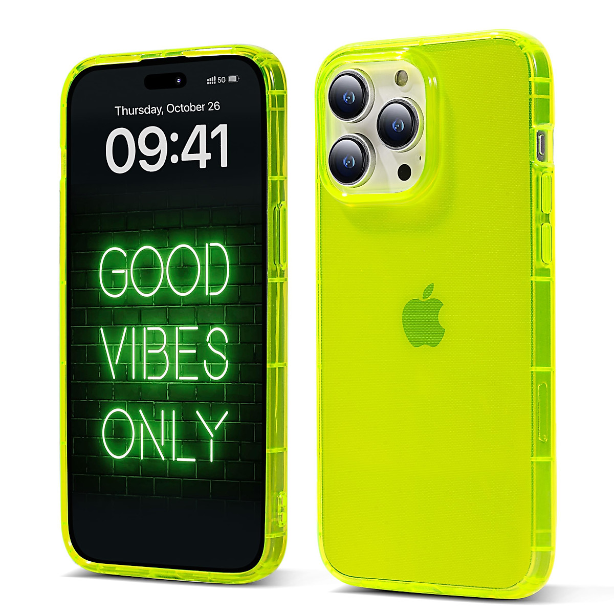 NYCPrimeTech Neon Green Case w/Bumper Edge for iPhone 14 Pro Max 6.7 Inch/Slim & Soft Transparent TPU Phone Case/Cute Flexible & Stylish Protective Cover (Volt Green)
