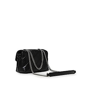 Pinko BLACK PUFF LEATHER CROSSBODY BAG WITH SILVER LOGO BUCKLE AND CHAIN ​​SHOULDER STRAP 100039A0F2
