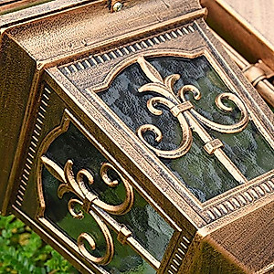 Lights Outdoor 3-Lights Country Vintage Metal Street Lights Courtyard Glass Lantern High Pole Path Column Lamp E27 Exterior Pillar Lantern IP55 Waterproof Park Community Lawn Post Light Stadium