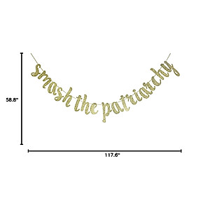 Smash The Patriarchy Banner Bunting Sign for Feminist Girl Power Party Decorations Women's Rights Decor Girl Power Props Gold Glitter