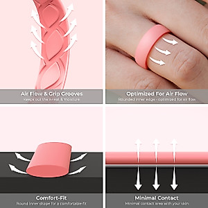 Saco Band Silicone Ring for Women - 6mm Width 1.8mm Thick (Pearl Silver A - Size 6.5-7 (17.35mm))